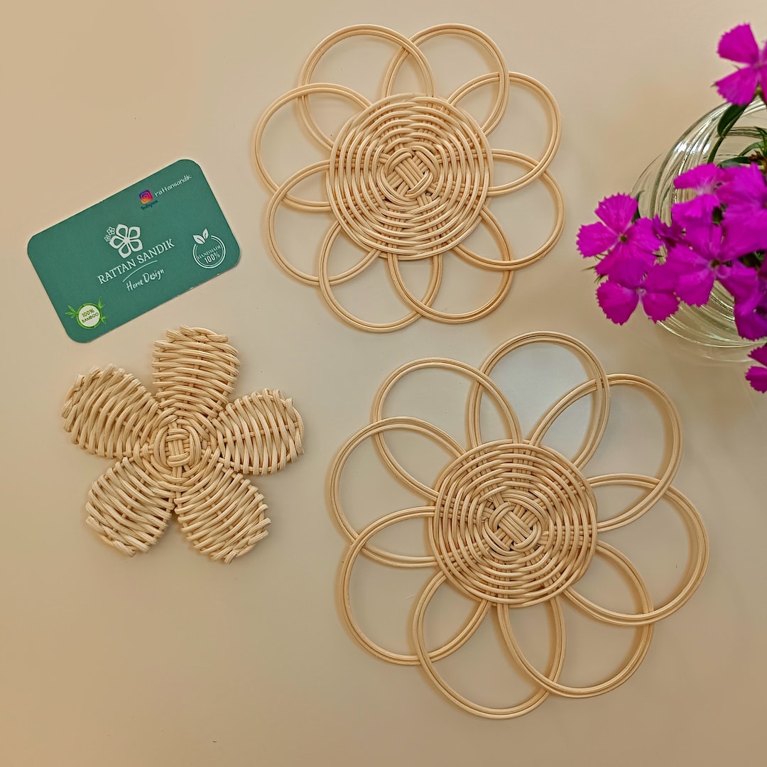 Rattan Boho Fridge Magnet, Flower Magnet, Wood Craft Magnet ...