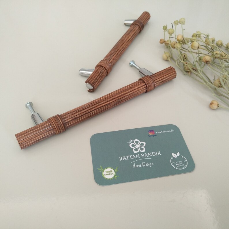 Boho Rod Drawer Pull Dark Oak Rattan Handle Wicker Drawer - Etsy