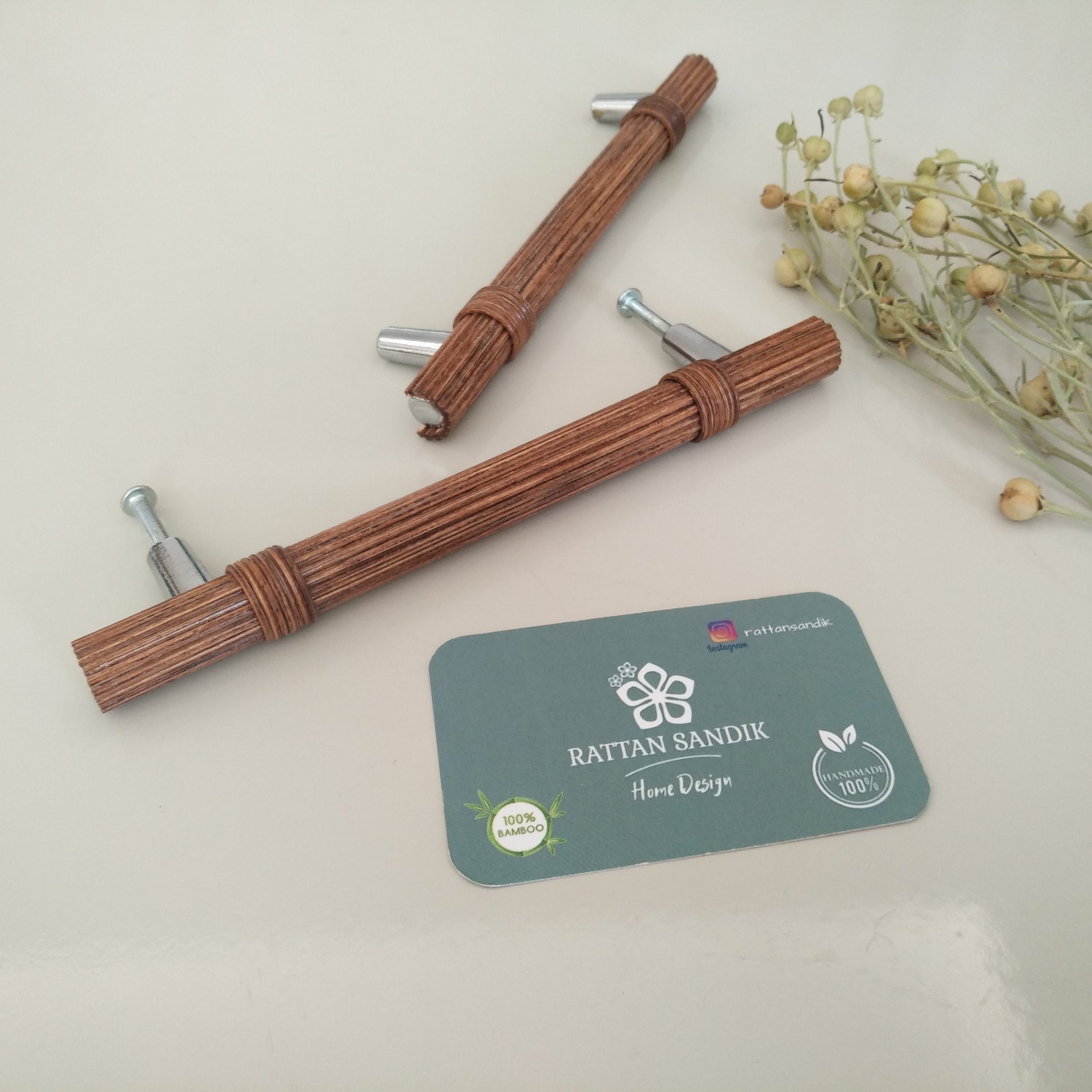 Boho Rod Drawer Pull Dark Oak Rattan Handle Wicker Drawer - Etsy