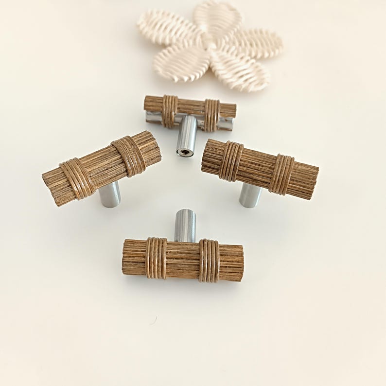 Boho Rattan Knobs, Bamboo Wicker Drawer Pulls for Drawers, Natural ...