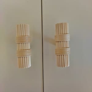 Boho Rattan Knobs, Bamboo Wicker Drawer Pulls for Drawers, Natural ...
