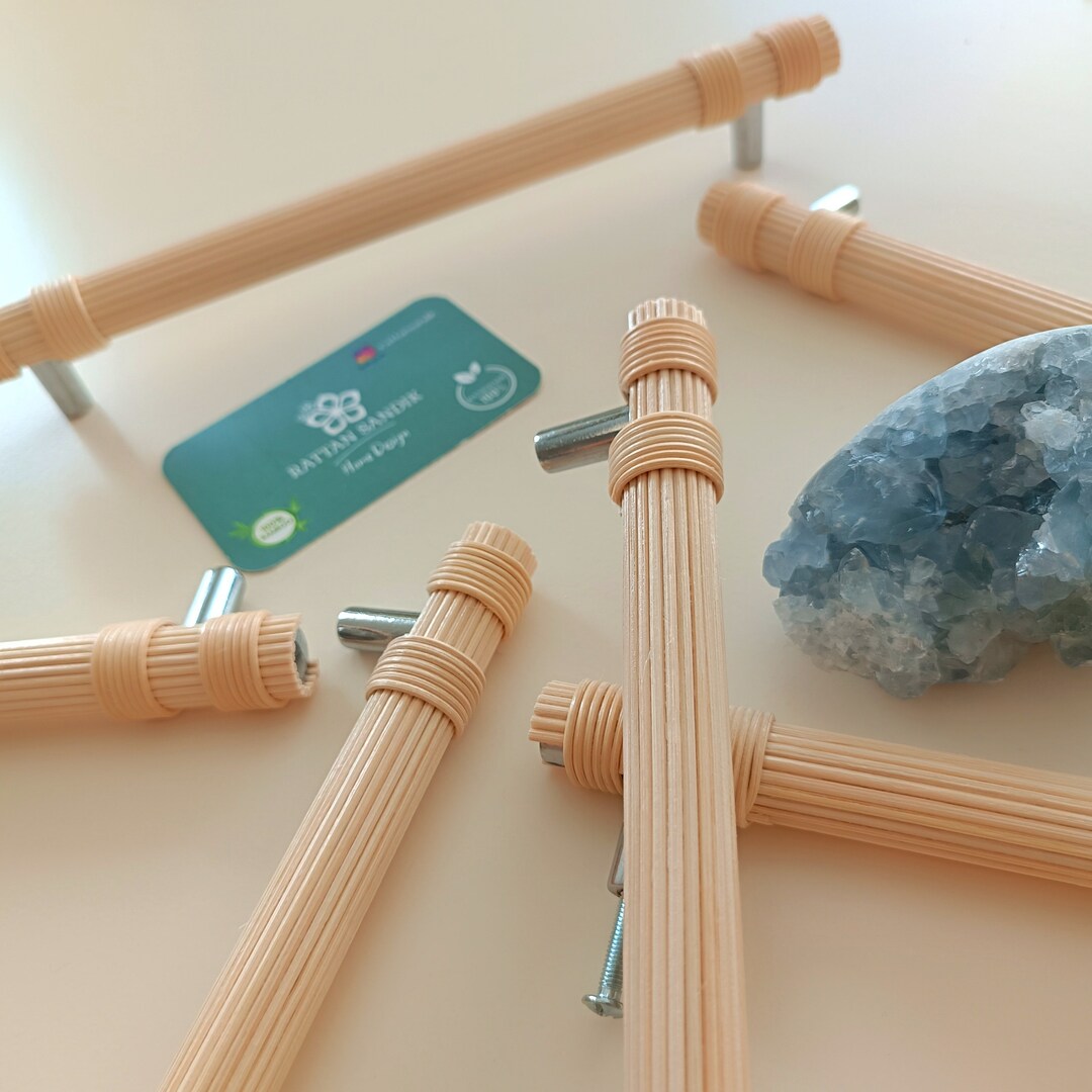 Natural Rattan Drawer Pull, Rattan Knob Rustic Rattan Handle, Wicker ...