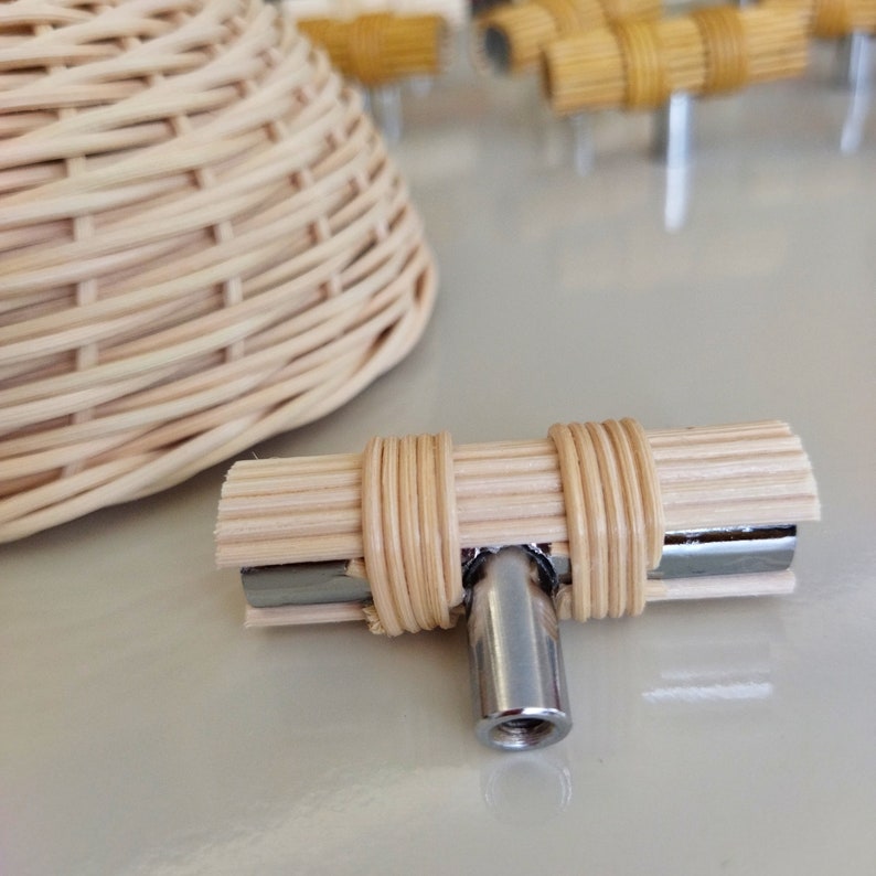 Boho Rattan Knobs, Bamboo Wicker Drawer Pulls for Drawers, Natural ...