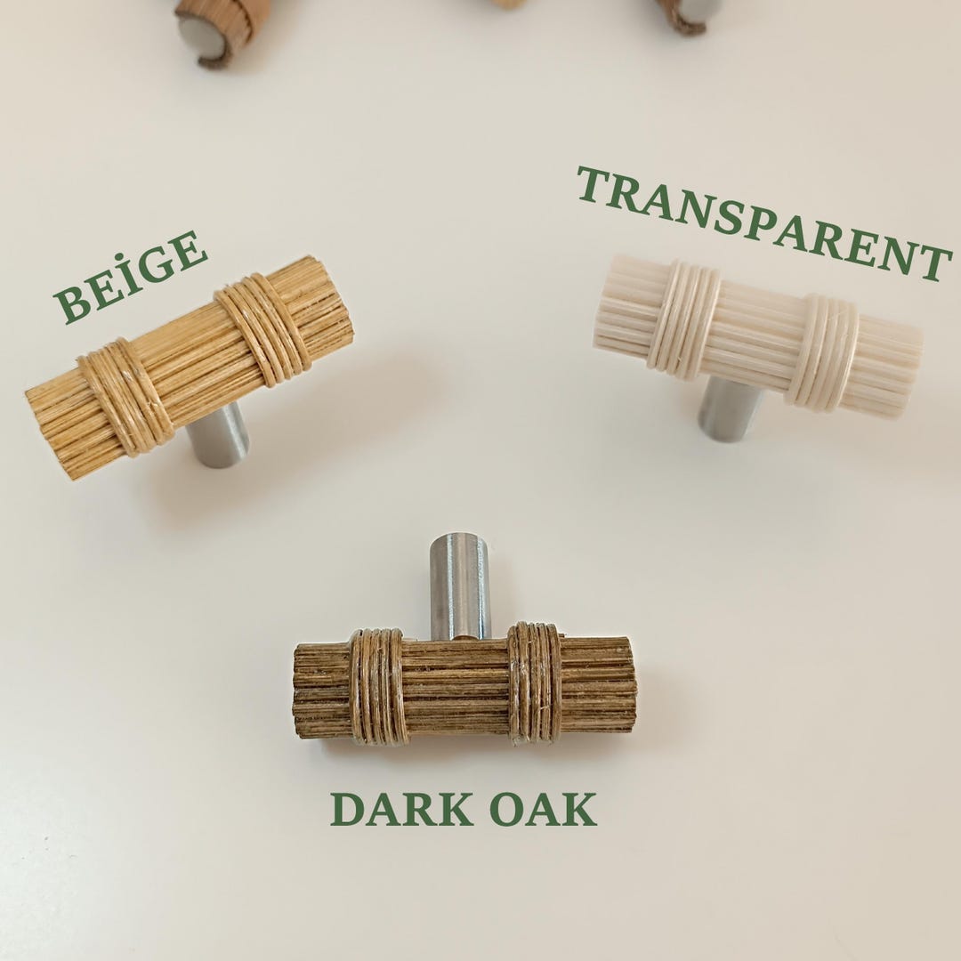 Boho Rattan Knobs, Bamboo Wicker Drawer Pulls for Drawers, Natural ...