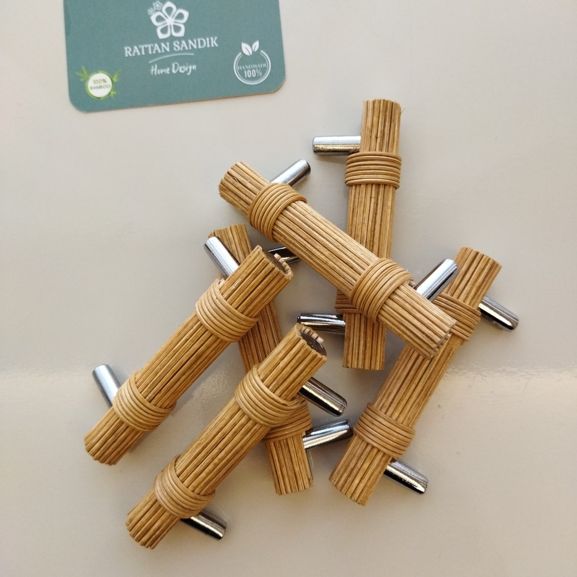 Beige Rattan Drawer Pull Rattan Knob Rustic Rattan Handle - Etsy