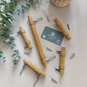 Beige Rattan Drawer Pull, Rattan Knob Rustic Rattan Handle, Wicker ...