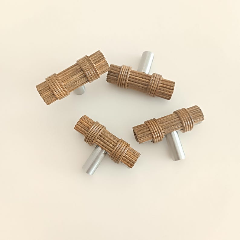 Boho Rattan Knobs, Bamboo Wicker Drawer Pulls for Drawers, Natural ...
