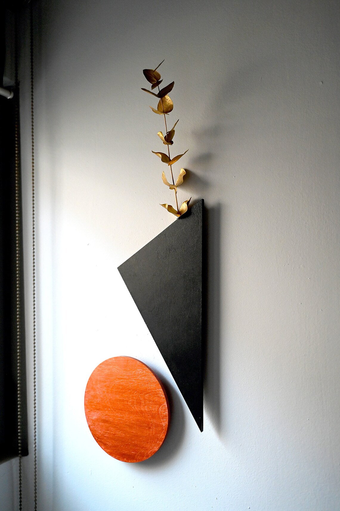 Wooden Mid-century Modern Decor, Circle Hanging Vase Dry Flower Pocket ...