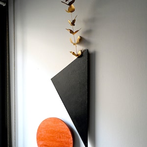 Wooden Mid-century Modern Decor, Circle Hanging Vase Dry Flower Pocket ...