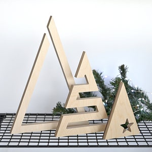Fireplace Mantel Christmas Decor Wooden Miniature Triangle Tree Scandinavian Nordic Wedding ...