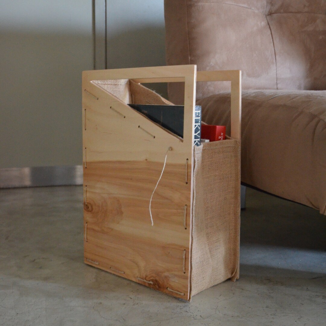 Mid Century Modern Book Holder Wooden Magazine Organizer Minimal File ...