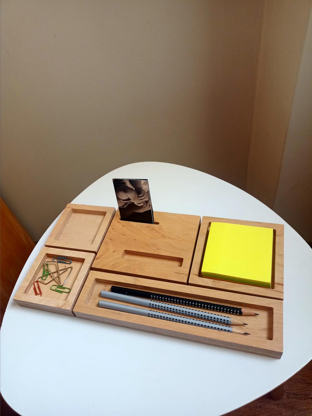 Wooden Catch All Tray Desk Organizer Home Office Dorm Desk Storage Pen ...