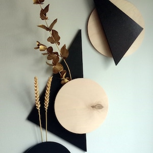 Wooden Mid-century Modern Decor, Circle Hanging Vase Dry Flower Pocket ...