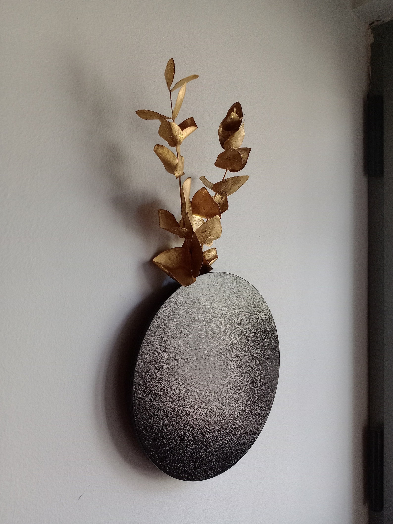 Wooden Mid-century Modern Decor, Circle Hanging Vase Dry Flower Pocket ...