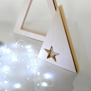 Fireplace Mantel Christmas Decor Wooden Miniature Triangle Tree Scandinavian Nordic Wedding ...