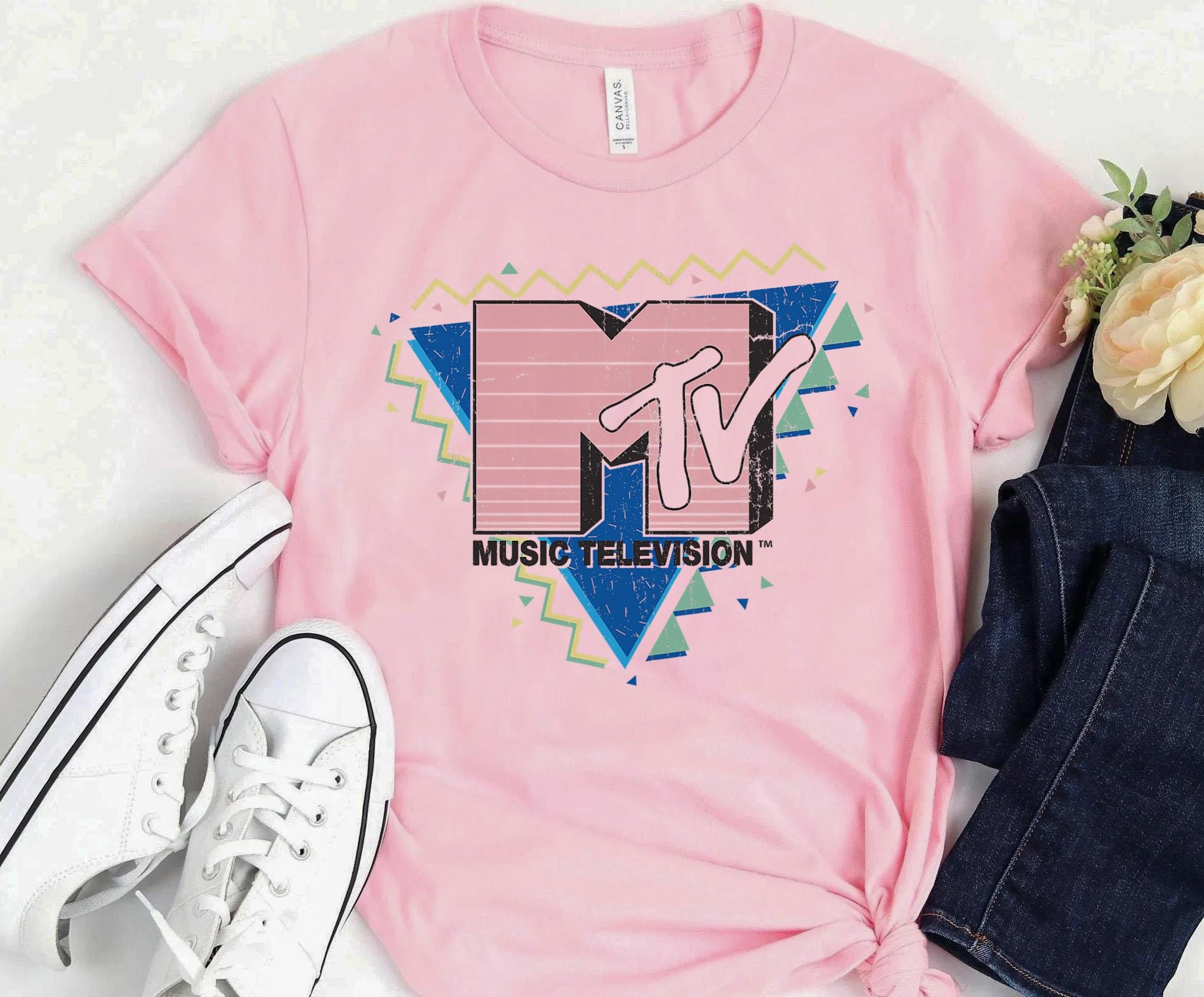 MTV Pink Stripes Logo 90's Retro Design Graphic T-shirt - Etsy