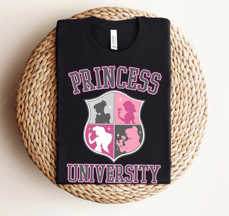 Disney Princess University College Text Logo Graphic Shirt, Disneyland ...
