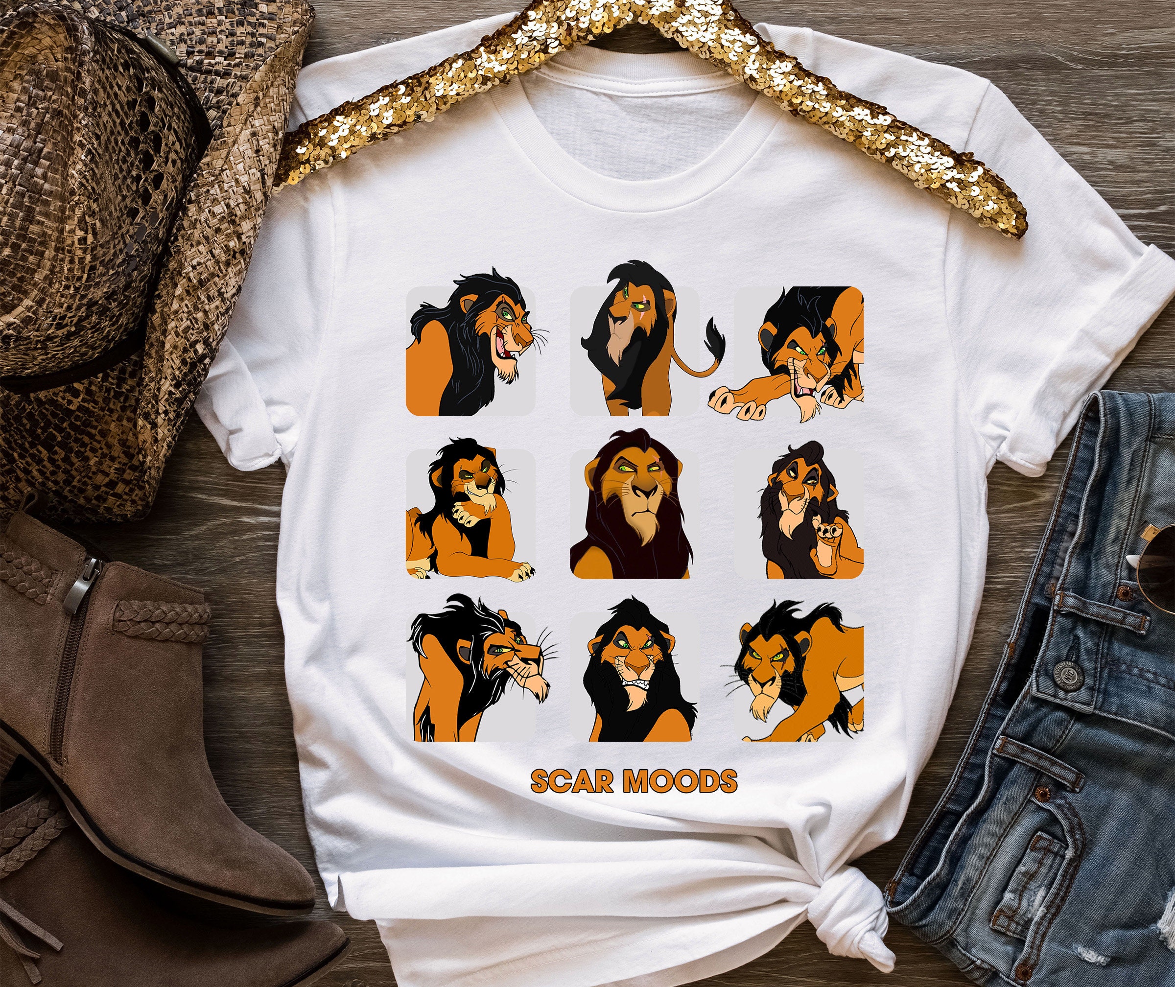 Disney the Lion King Scar Moods Poster T-shirt, Emotions of Scar Tee ...