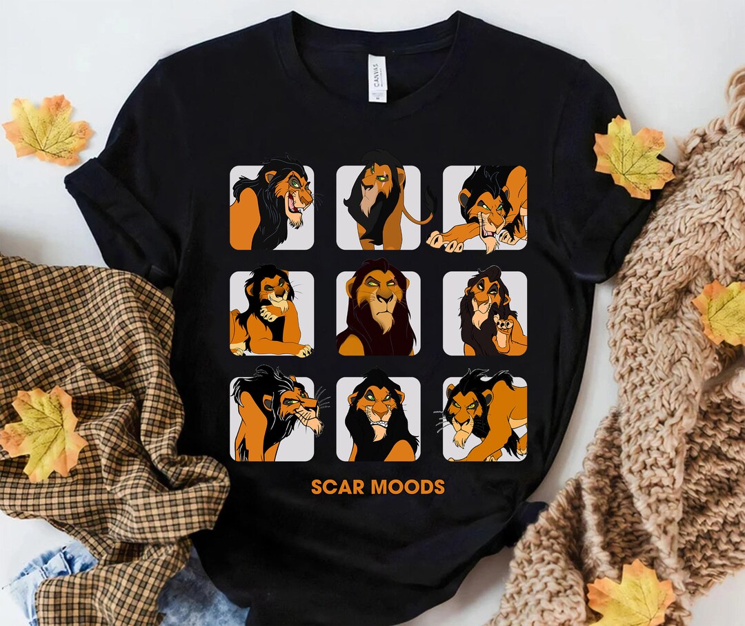Disney the Lion King Scar Moods Poster T-shirt, Emotions of Scar Tee ...
