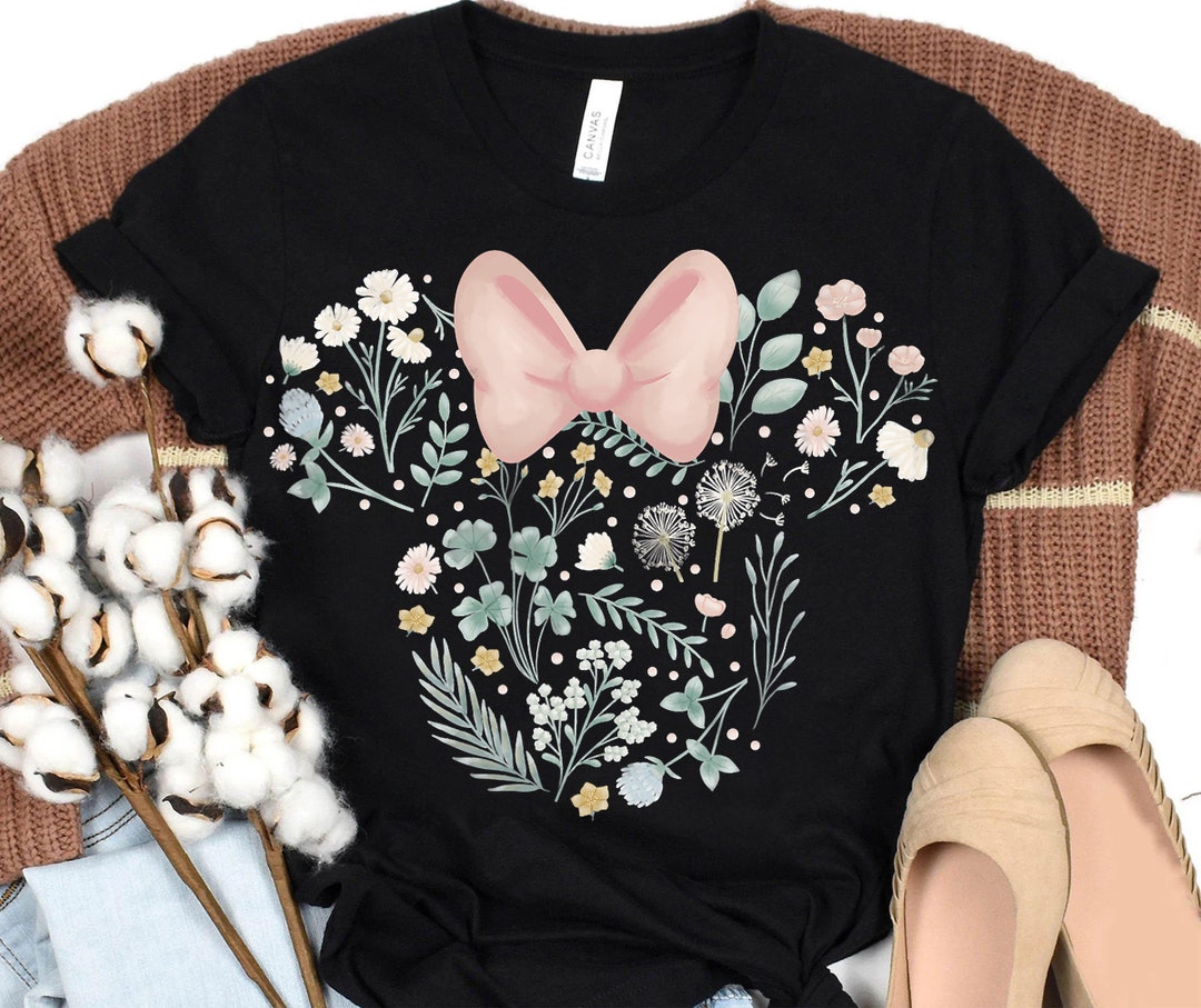 Disney Minnie Mouse Icon Spring Flowers T-shirt, Disneyland Family ...