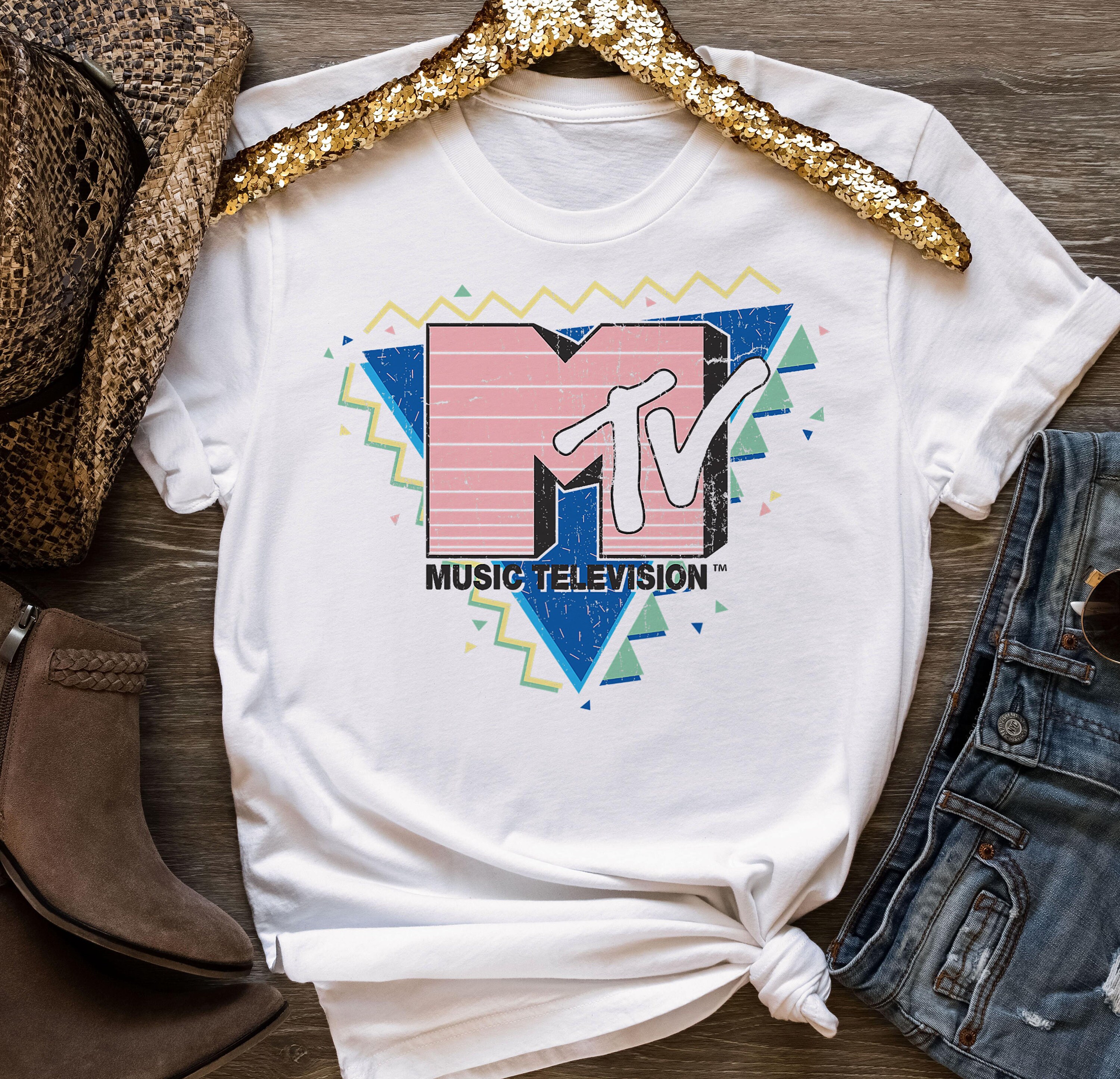 MTV Pink Stripes Logo 90's Retro Design Graphic T-shirt - Etsy