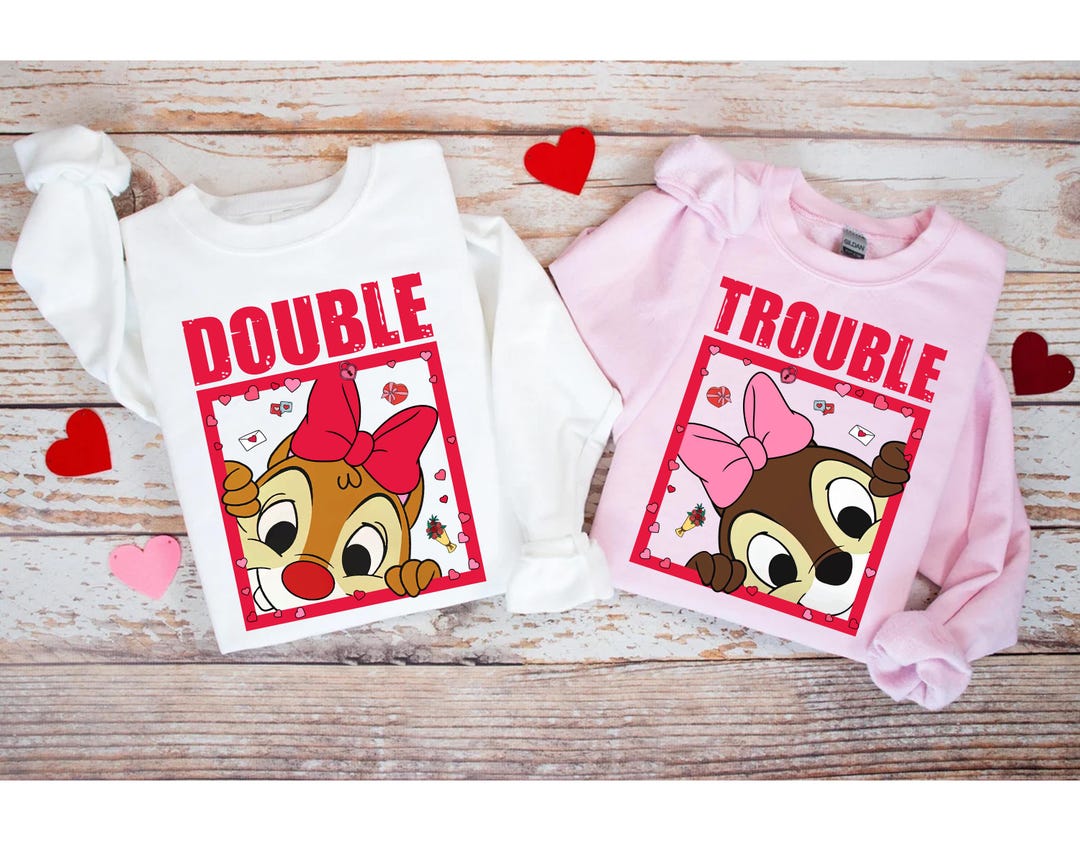 Disney Couples Chip and Dale Double Trouble Valentines Shirt, Couples ...