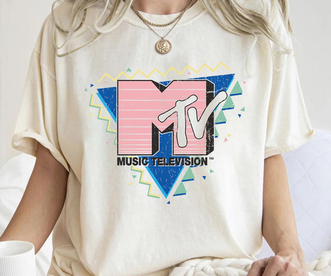 MTV Pink Stripes Logo 90's Retro Design Graphic T-shirt, MTV Logo Shirt ...
