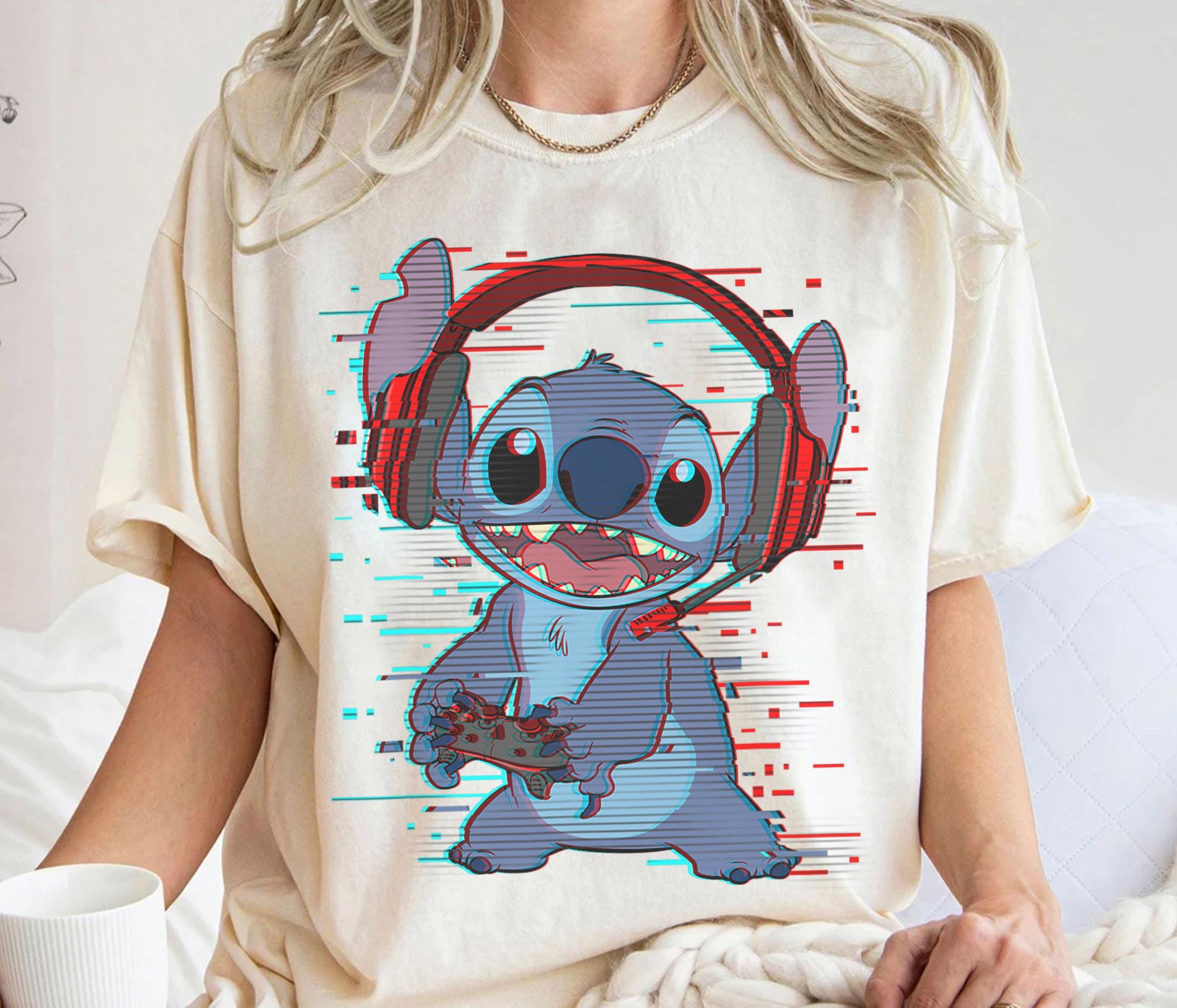Disney Lilo & Stitch Gamer Glitch Headset and Controller T-shirt ...