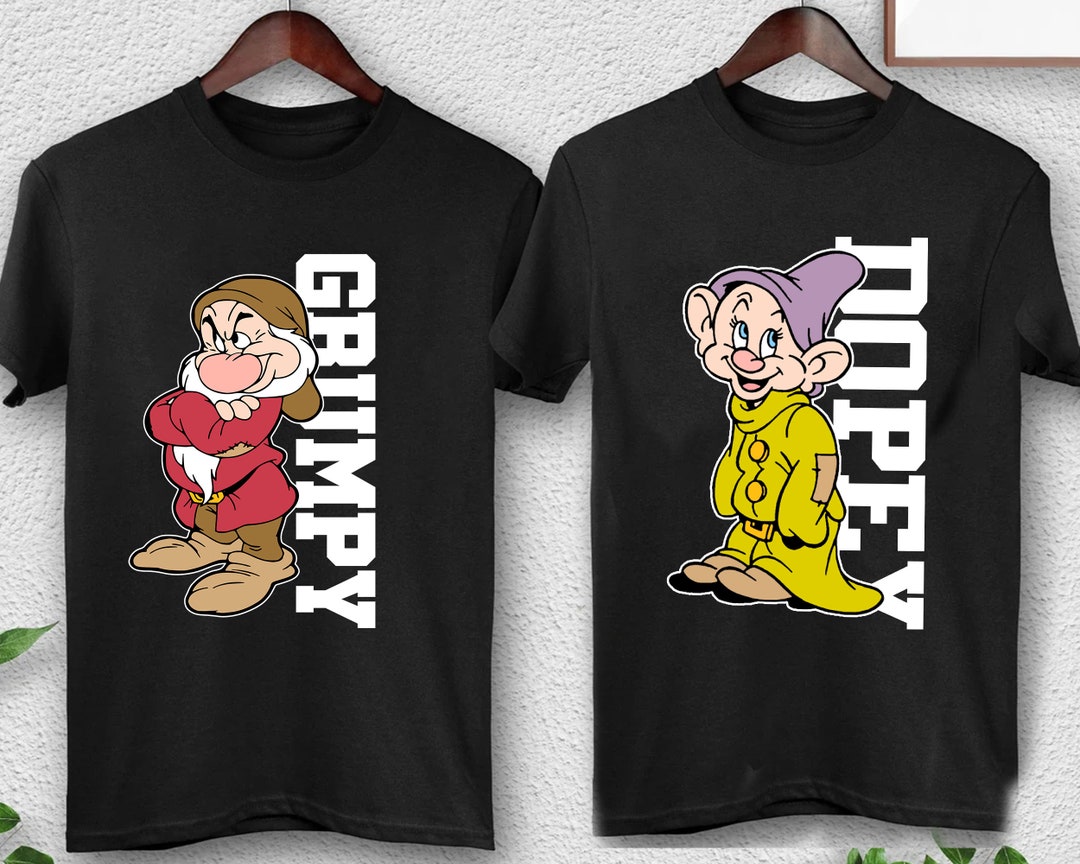 Disney Dopey and Grumpy Dwarf Portrait T-shirt, Snow White and Seven ...