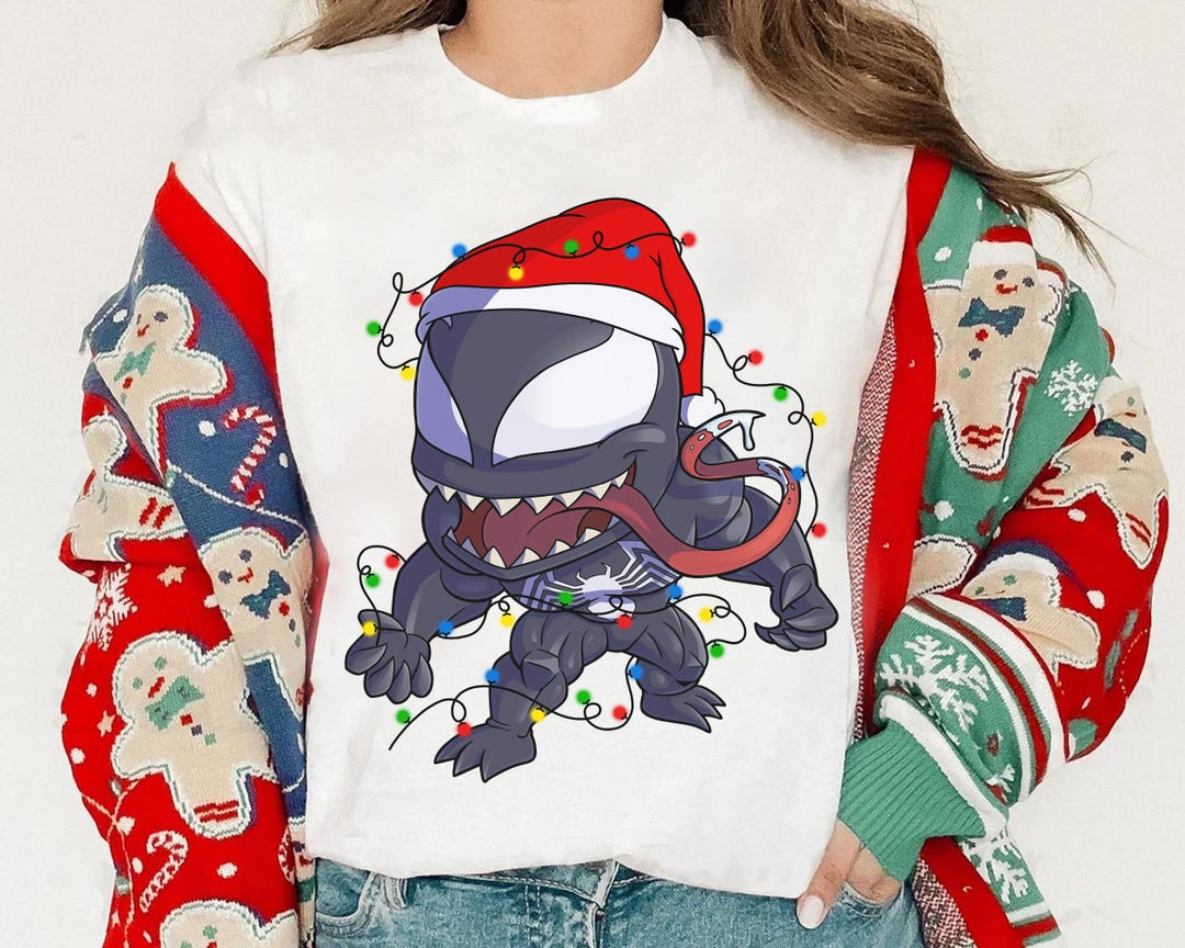 Marvel Venom Spider Man T-shirt, Venom Christmas Lights Chibi Shirt ...