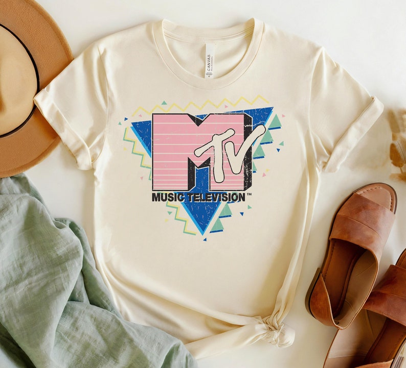 MTV Pink Stripes Logo 90's Retro Design Graphic T-shirt - Etsy
