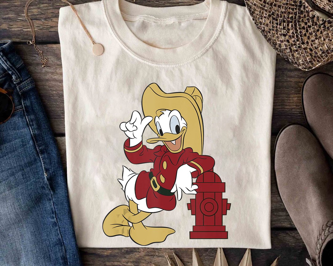 Disney Donald Duck Firefighter Outfit Portrait T-shirt, Donald Duck Tee ...