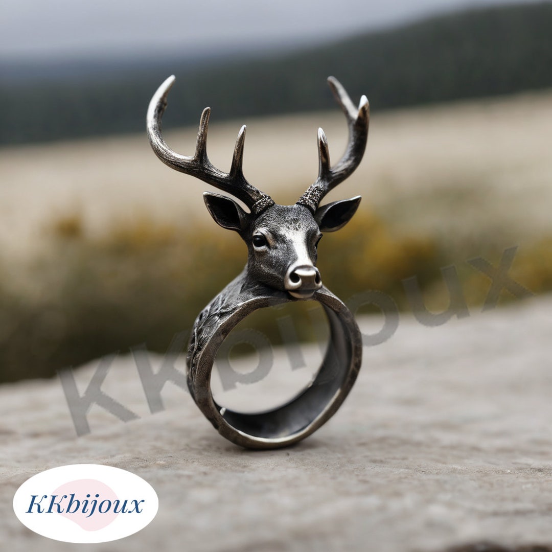 Deer Ring, Animals Ring, 925 Sterling Silver Ring, Men Rings, Gothic Jewelry, Gothic Ring ...