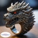 Dragon Ring ,godzilla Ring Head, Godzilla Sterling Silver Ring, Animal ...