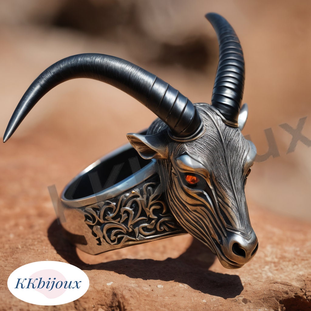 Goat Ring ,baphomet Silver Goat Ring Head Ram Sterling Silver Ring ...