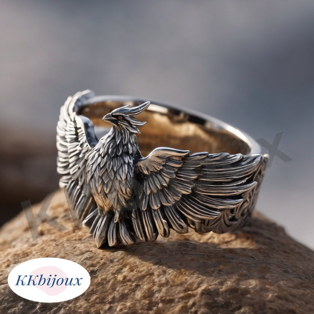 Timeless Spirit: Handcrafted Phoenix Silver Ring - Symbol of Rebirth ...