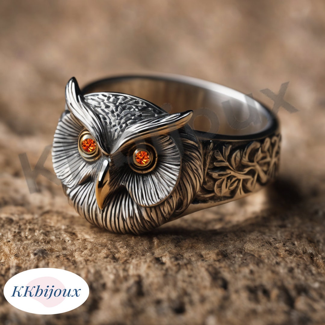Sterling Silver Owl Ring, Pet Ring, Owl Totem Ring, Owl Lover Gift ...