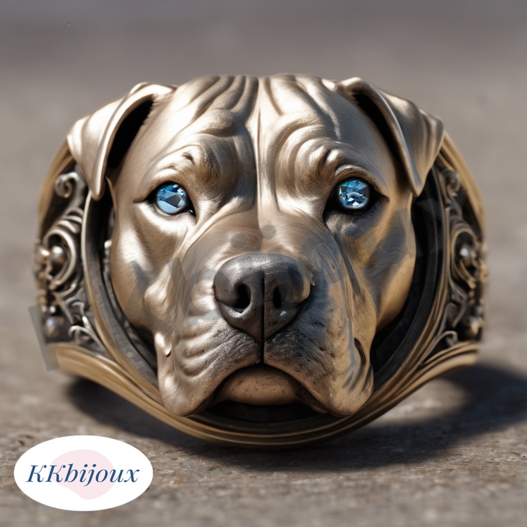 Sterling Silver American Pit Bull Ring: Dog Lover Jewelry - Etsy