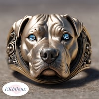 Bulldog Head Silver Ring - Etsy