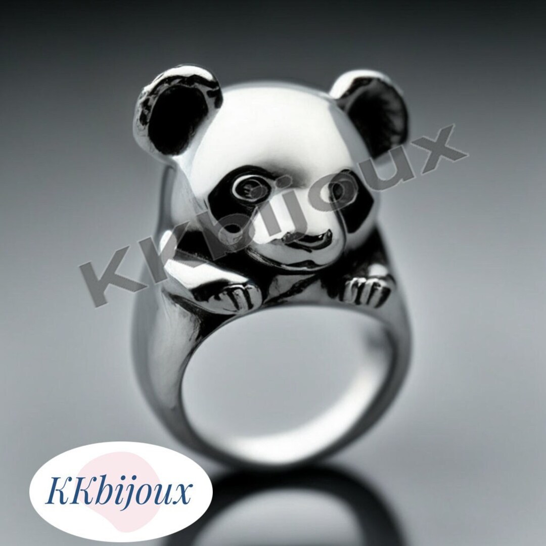 Cute Panda Ring, Asian Bear Ring, Calm Panda Totem, Panda Head Ring ...