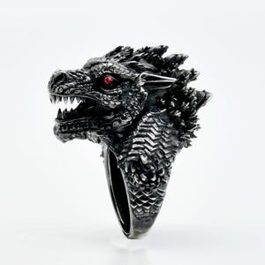 Dragon Ring ,godzilla Ring Head, Godzilla Sterling Silver Ring, Animal ...