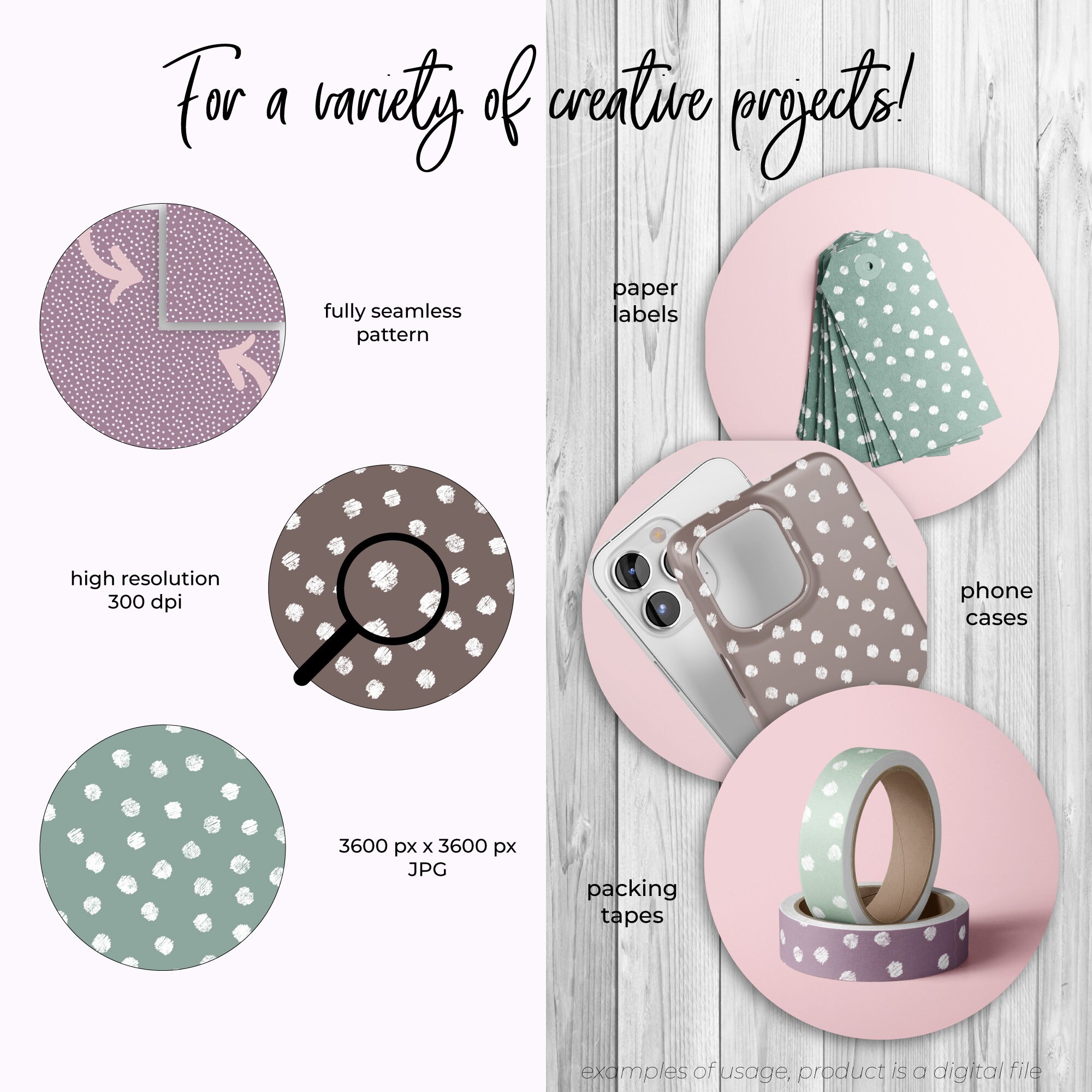 Seamless Chalk Dots Pattern Design Polka Dot Background Crayon Circles ...