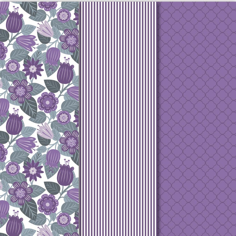 Lilac Purple Floral Digital Paper Pack | Seamless Floral Patterns for ...