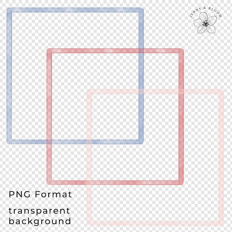 Watercolor Square Border Clipart: Boho Colors, Stripe Frames (PNG ...