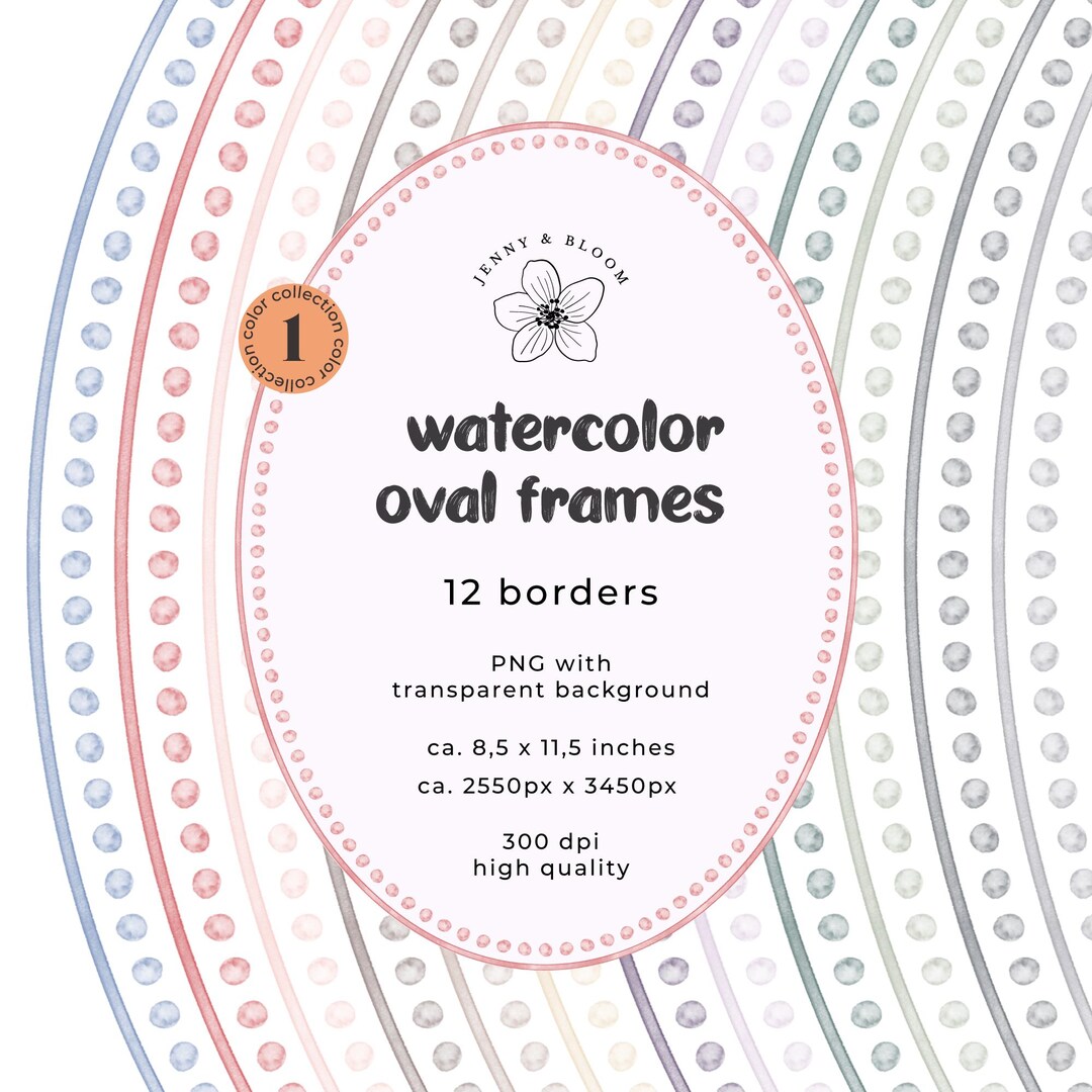 Watercolor Oval Border Design – Frame Clipart - Abstract Watercolor ...