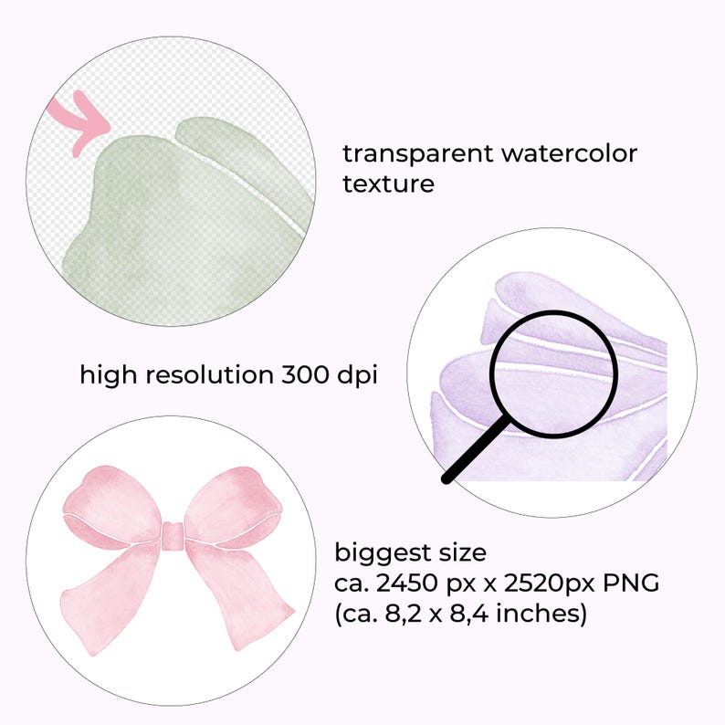 Watercolor Bow Clipart: Pastel Bows, Baby Shower PNG Bundle (digital ...
