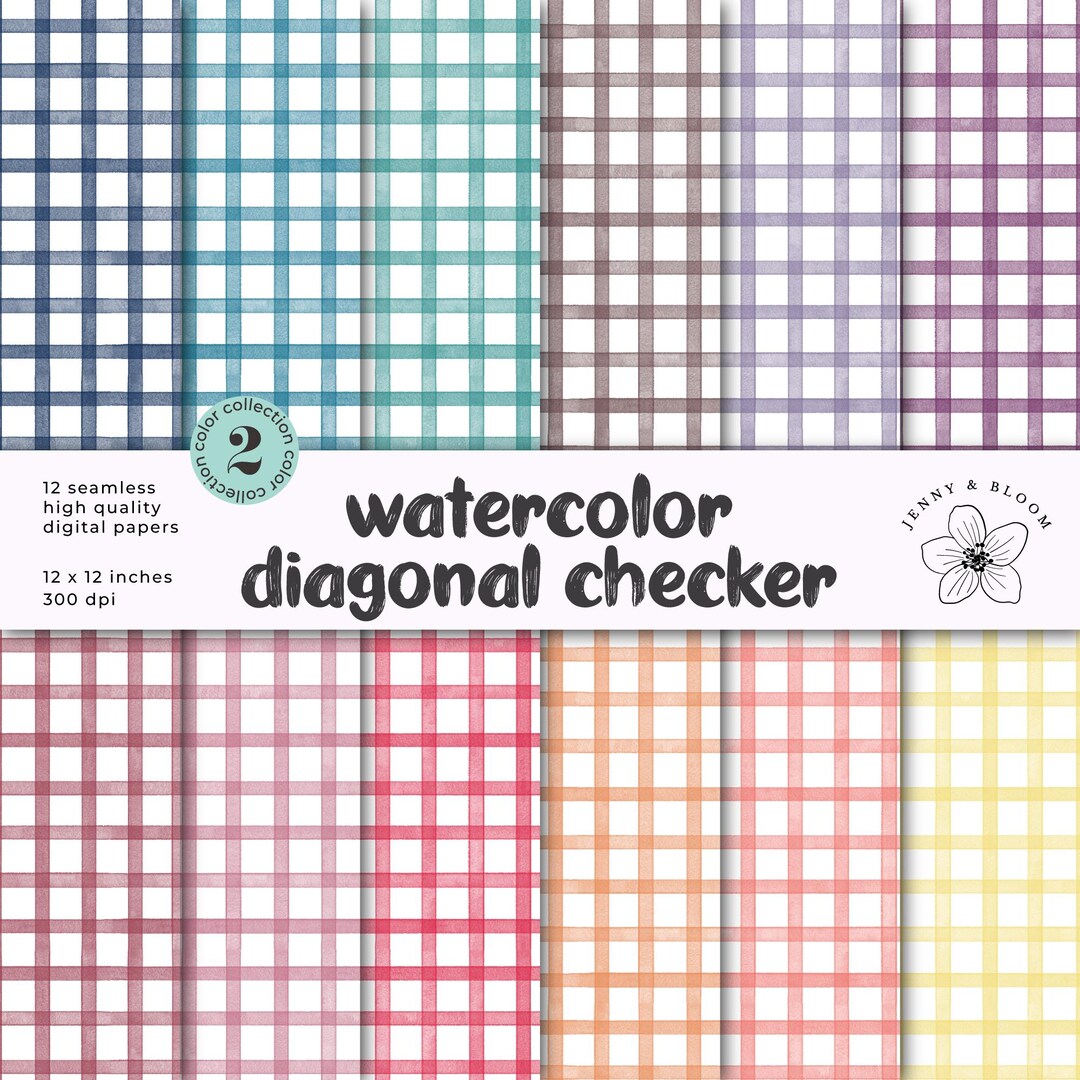 Seamless Watercolor Check Pattern Design – Checker Background ...