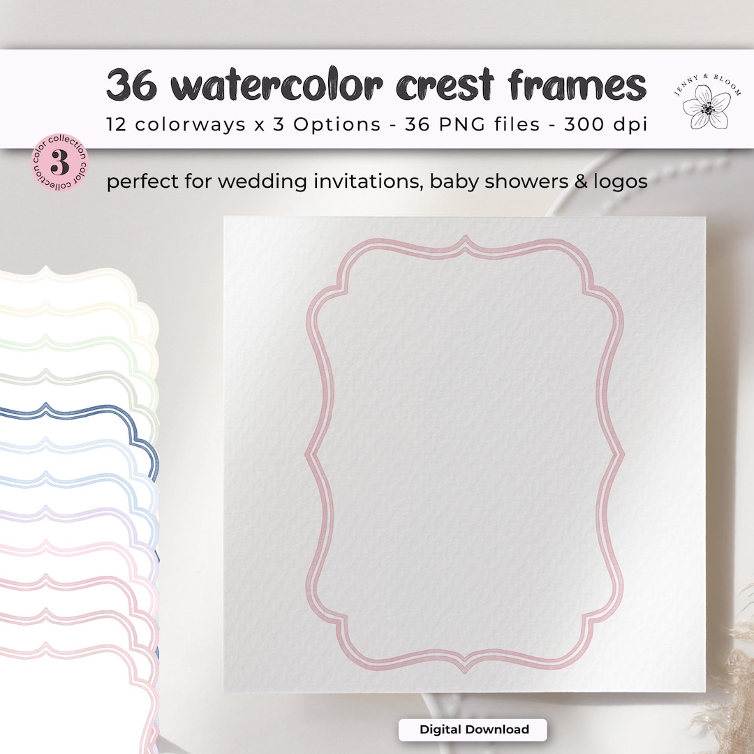 Watercolor Crest Frames Clipart | Hand-painted Coat of Arms Borders ...