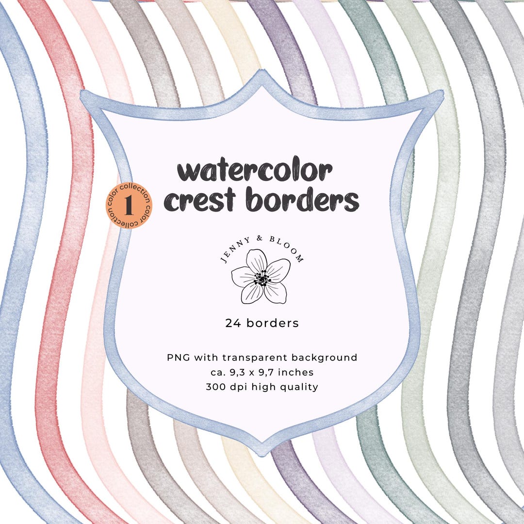Watercolor Crest Border Watercolor Wedding Clipart Png Frame Wedding ...