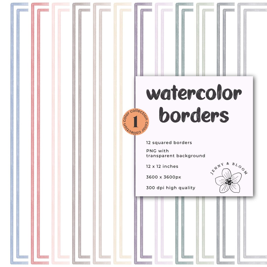Basic Watercolor Squared Border Design – Frame Clipart - Abstract ...